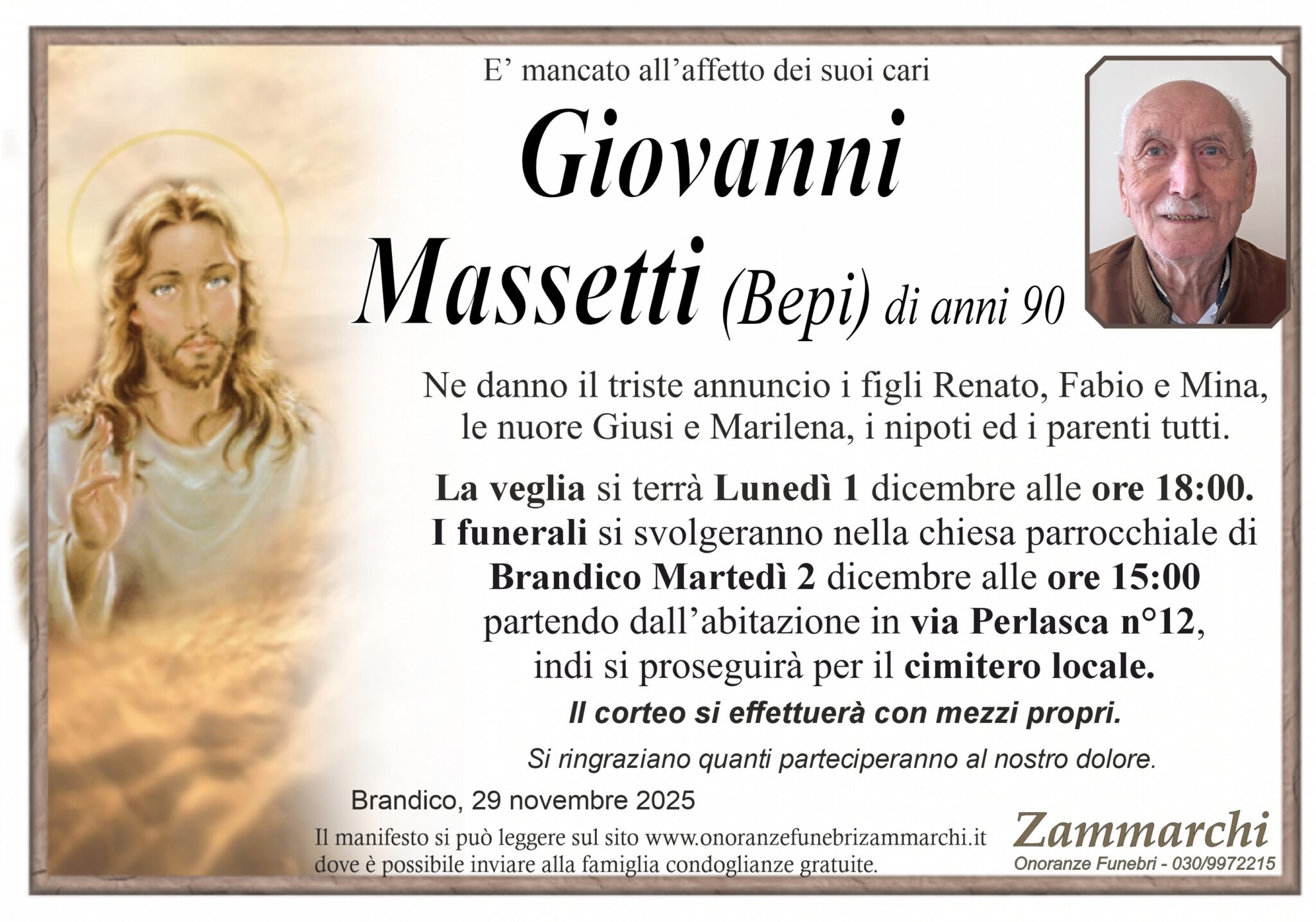 Giovanni Massetti (Bepi) - Onoranze Funebri Zammarchi | Onoranze ...